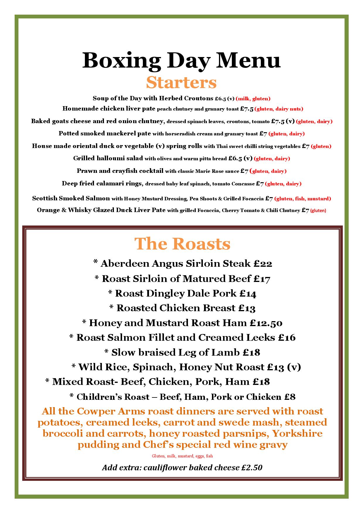 Boxing Day - Cowper Arms