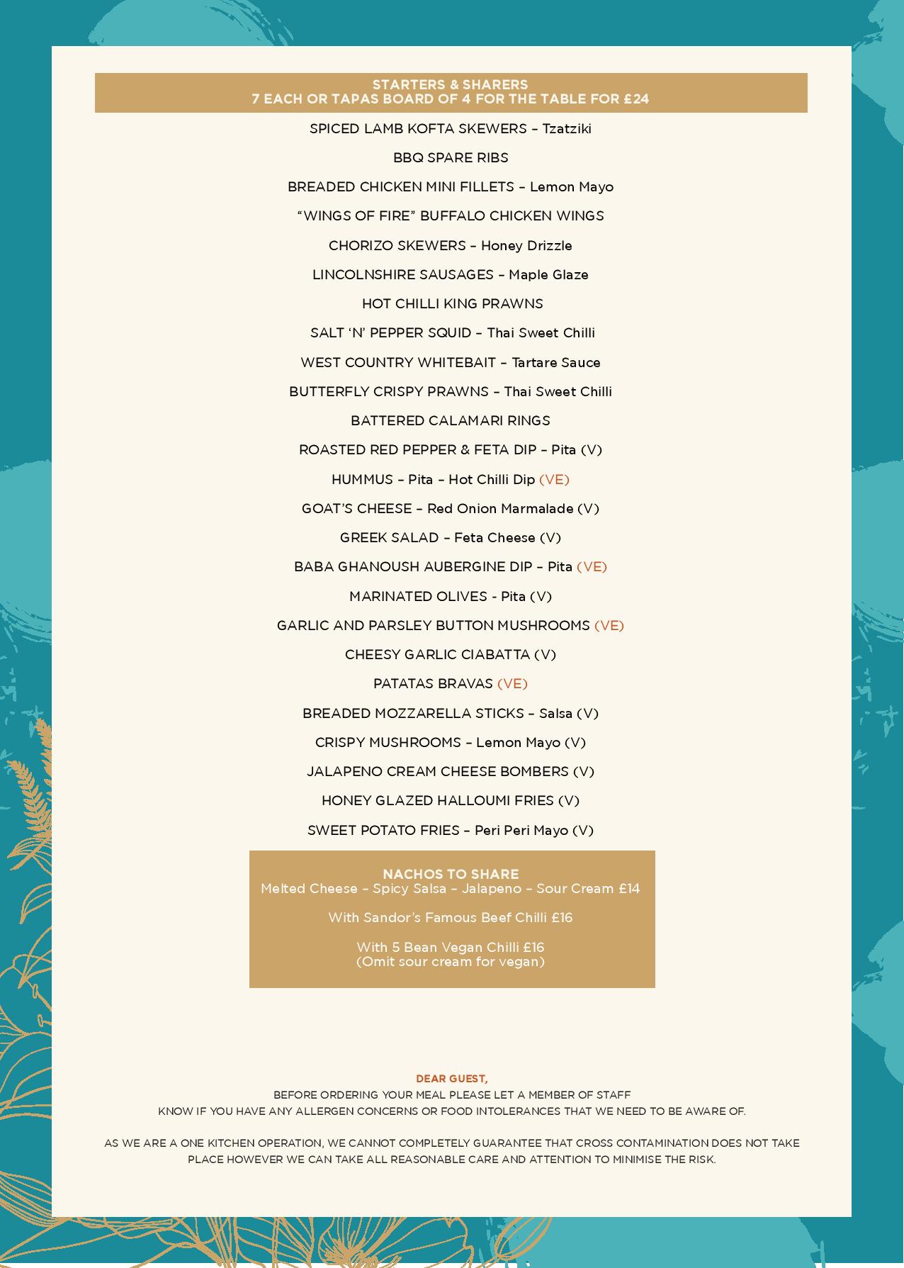 Winter Menu - Cowper Arms