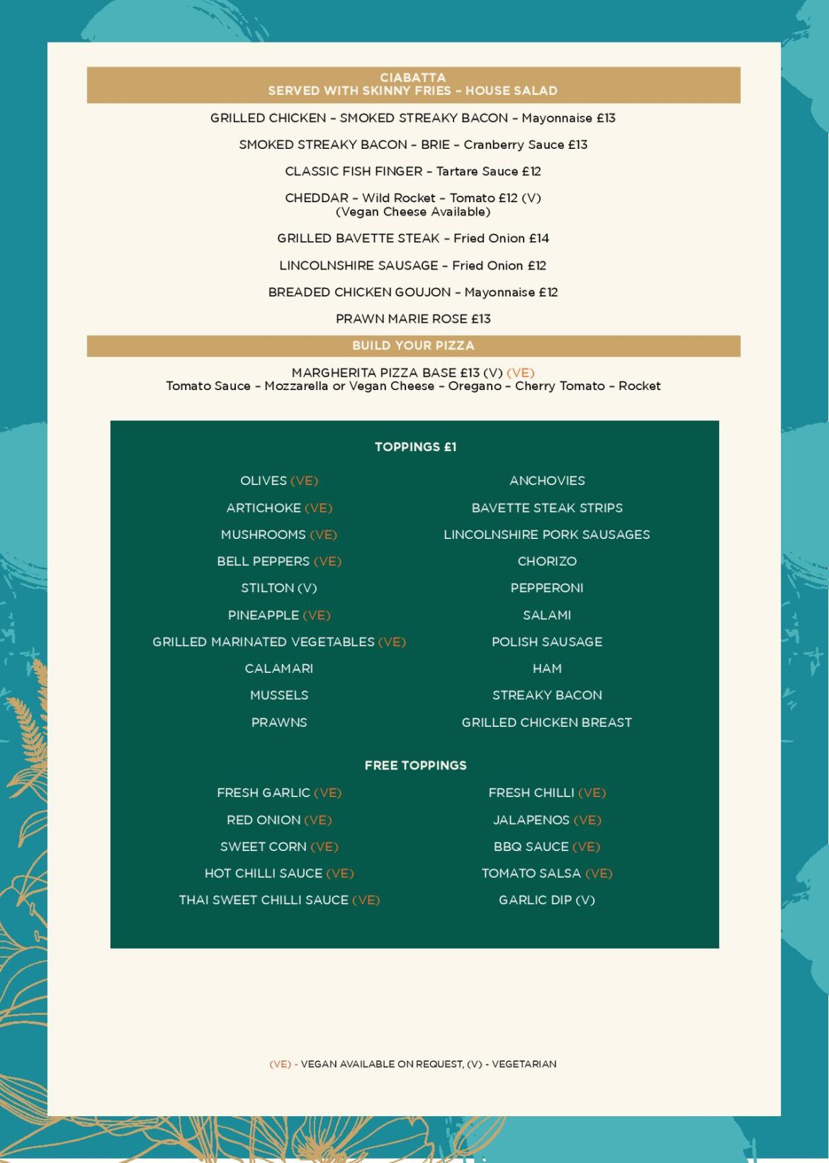 Winter Menu - Cowper Arms